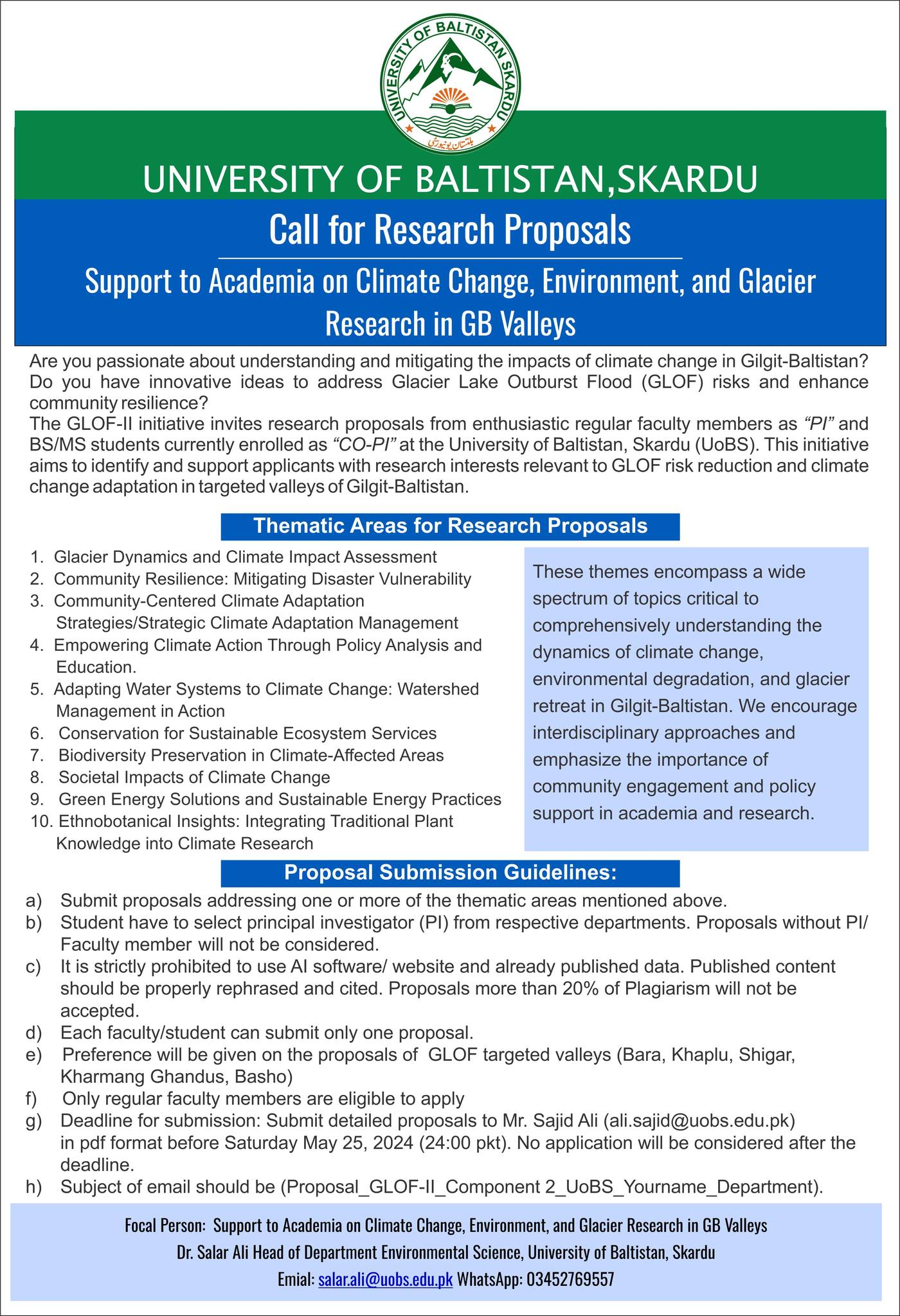 Call For Climate Change Research Proposals By University Of Baltistan ...
